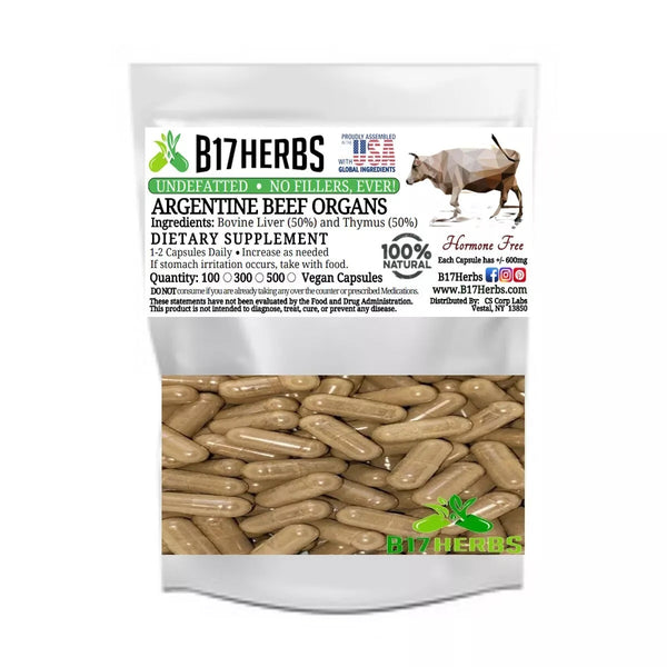 Argentine Beef Thymus w/Liver Blend - 600mg Grass Fed Gluten Free - 10 ...